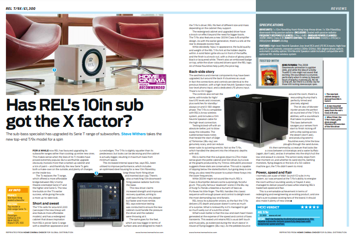 REL T/9x results are in from Home Cinema Choice – Yorkshire AV